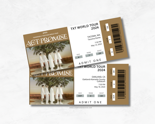 TXT World Tour ACT: Promise Custom Concert Ticket – The Creative Lane