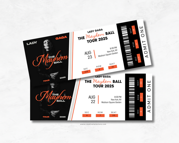 Lady Gaga: The MAYHEM Ball Custom Concert Ticket – The Creative Lane